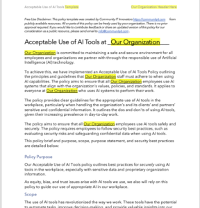 Template: Acceptable Use of AI Tools in the Nonprofit Workplace